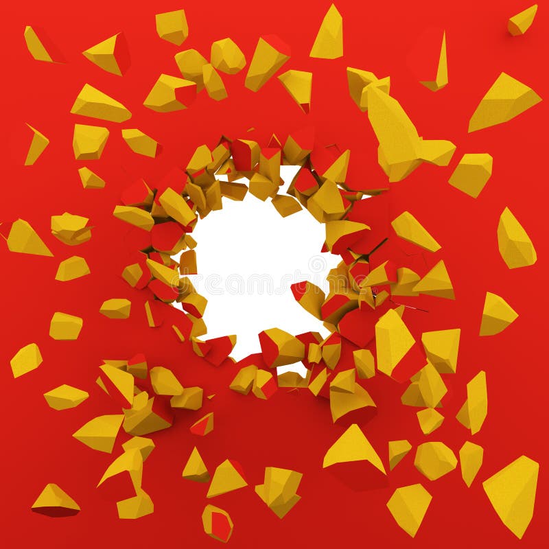 Breaking through Red Wall Background Stock Illustration - Illustration ...