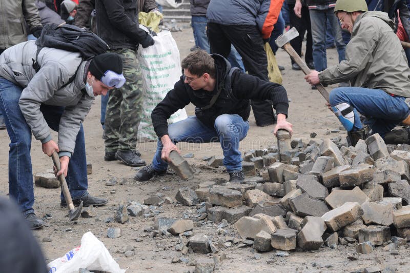 Breaking Stones in Kiev, Ukraine Editorial Stock Photo - Image of ...