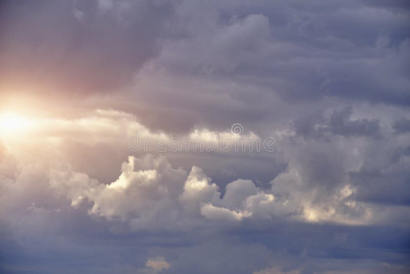 Breaking Sunlight through Gap of Storm Clouds. Stock Photo - Image of ...