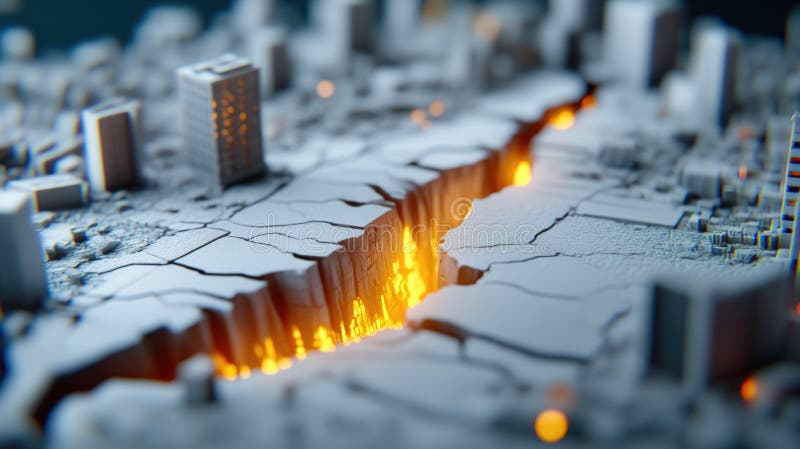 Breaking Tectonic Plates and Glowing Lava. Stock Illustration ...