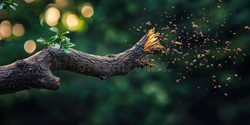 Breaking Tree Branch, a Tree Branch Breaking and Falling, Capturing the ...