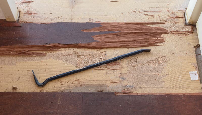 Breaking Up a Solid Wooden Floor Stock Photo - Image of used ...