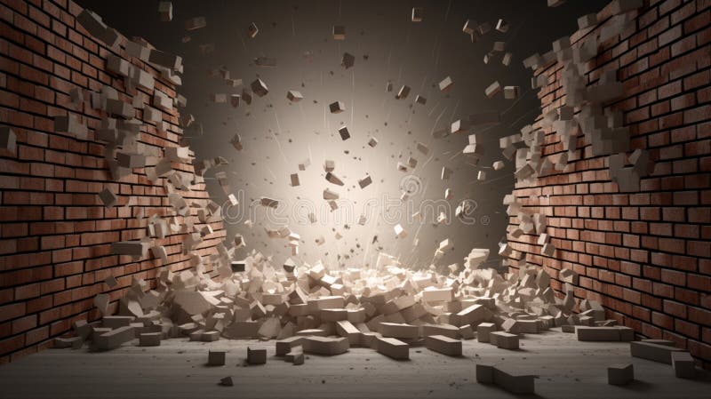 Breaking wall brick 3d stock illustration. Illustration of exterior ...