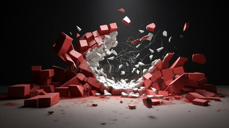 Breaking wall brick 3d stock illustration. Illustration of kitchen ...