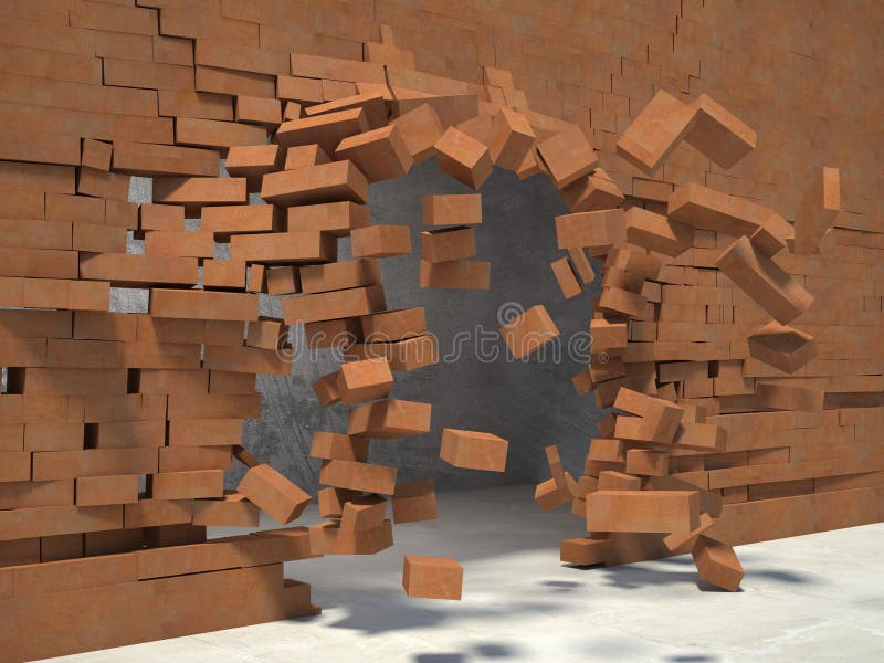 3d brick explosion stock illustration. Illustration of damage - 89820449
