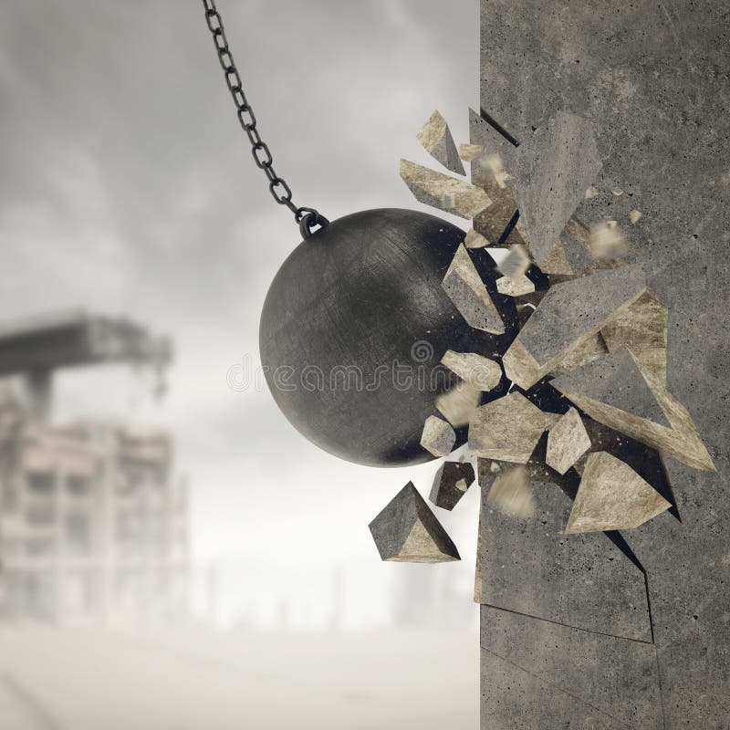 Breaking wall. mixed media stock photo. Image of building - 84311558