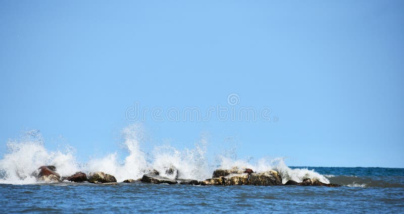 Breaking Wall at Sea stock image. Image of lake, waves - 96222029