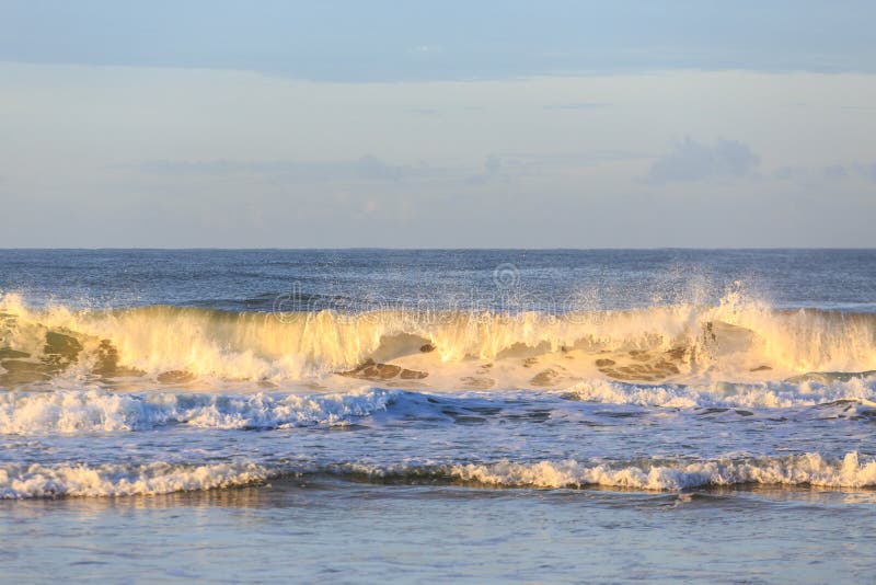 Breaking Wave at the Beach at Sunset Stock Image - Image of ocean ...