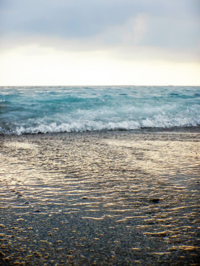 Breaking Wave of Blue Ocean on Pebbles Beach Summer Stock Photo - Image ...