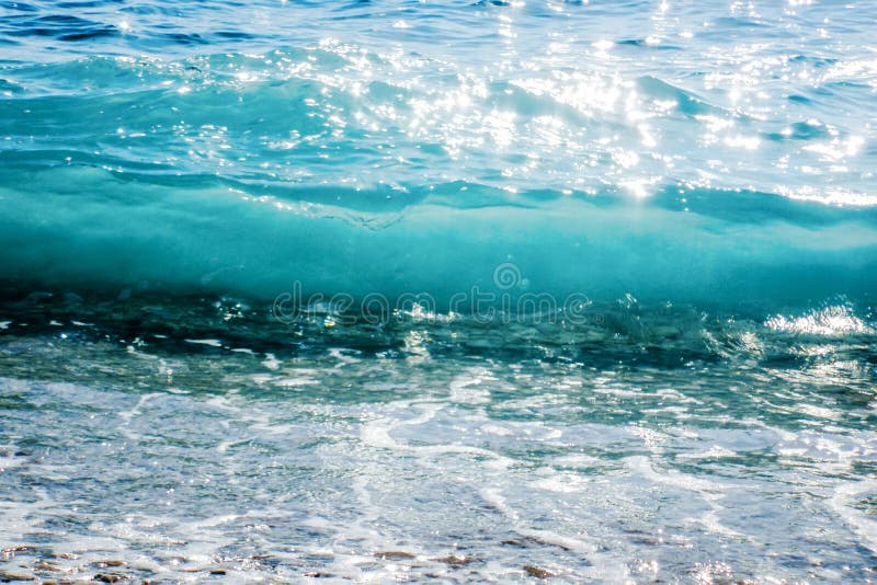 Breaking Wave of Blue Ocean on Sandy Beach Summer Background Stock ...