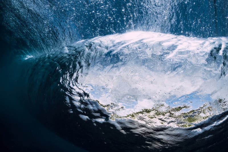 Breaking Wave in Underwater. Ocean Element in Underwater Stock Image ...