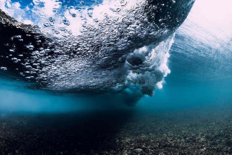 Breaking Wave with Vortex in Underwater. Ocean Element in Underwater ...