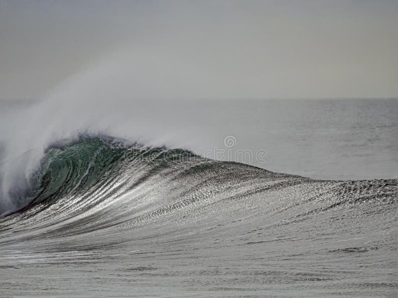 Breaking Wave with Wind Spray Stock Image - Image of atlantic, energy ...