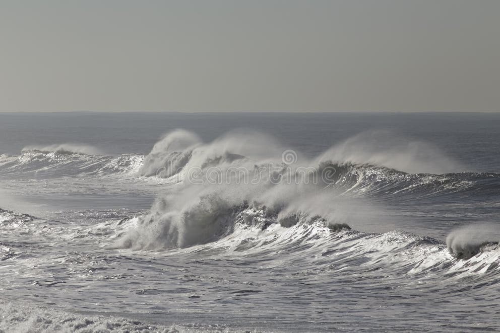 Breaking Wave with Wind Spray Stock Image - Image of environment, sand ...