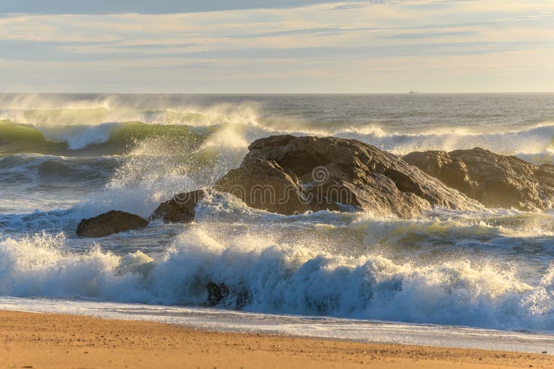 Breaking Waves on an Atlantic Ocean Beach. Stock Photo - Image of ...