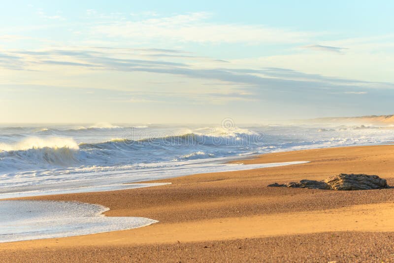 Breaking Waves on an Atlantic Ocean Beach. Stock Photo - Image of cape ...