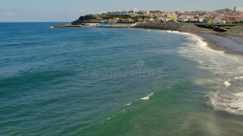 Breaking Waves of the Atlantic Ocean and Sandy Empty Beach of Ribeira ...