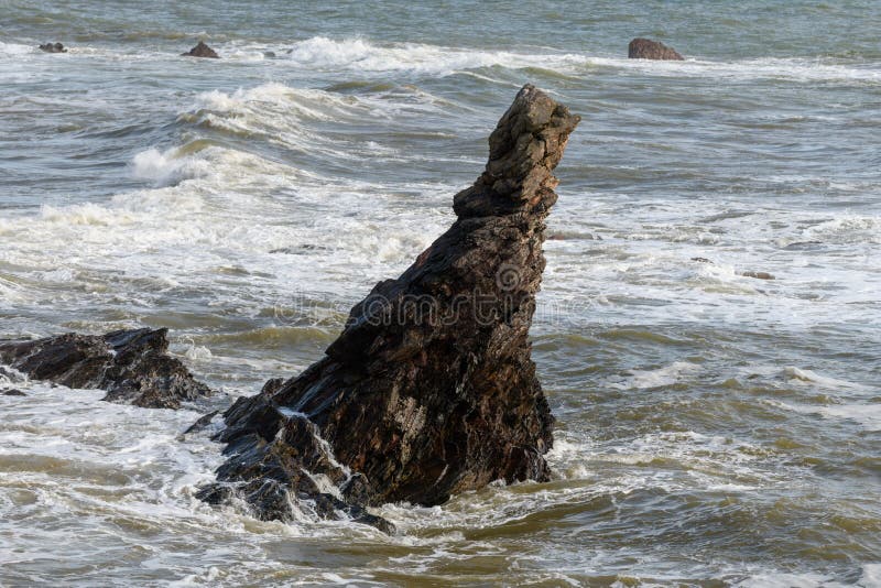 Breaking Waves on a Rock in the Atlantic Ocean on the French Coast ...