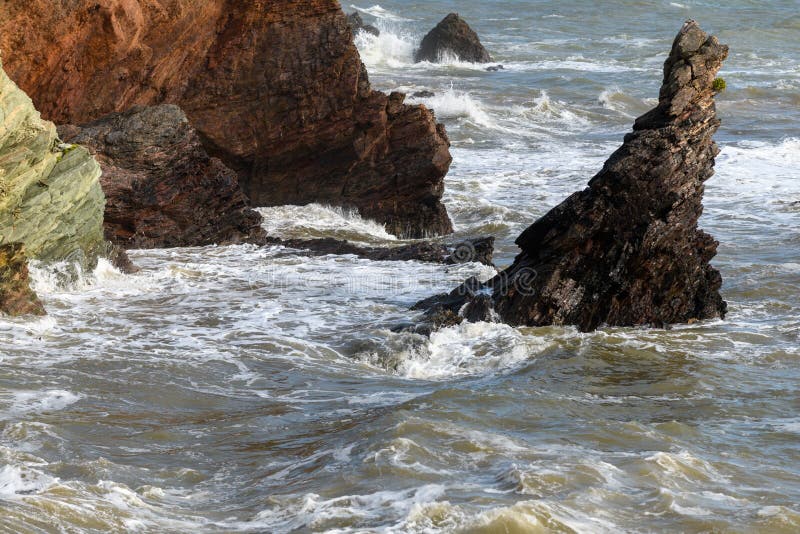 Breaking Waves on a Rock in the Atlantic Ocean on the French Coast ...