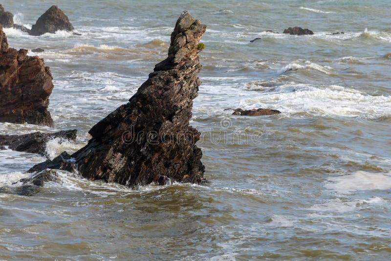 Breaking Waves on a Rock in the Atlantic Ocean on the French Coast ...