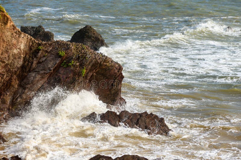 Breaking Waves on a Rock in the Atlantic Ocean on the French Coast ...