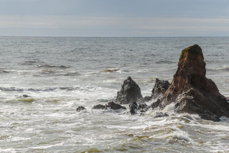 Breaking Waves on a Rock in the Atlantic Ocean on the French Coast ...
