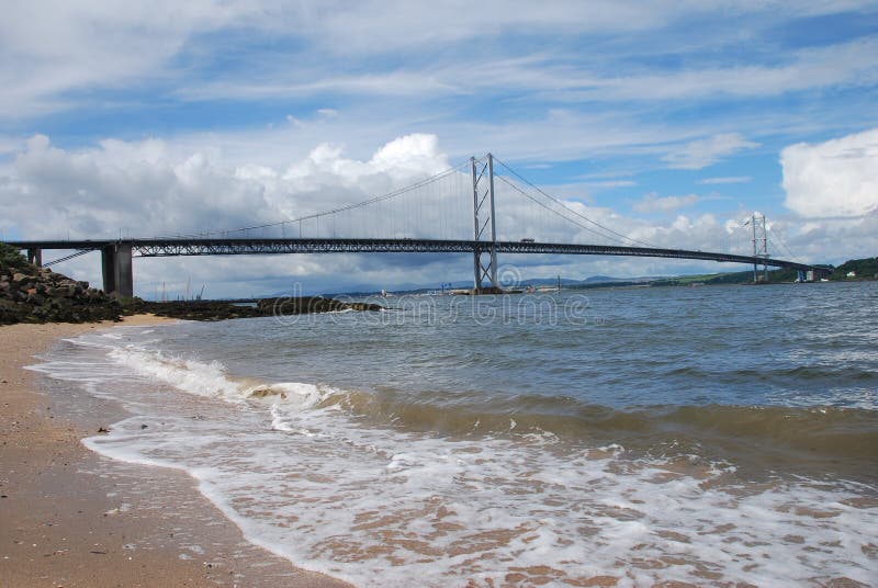 Breaking Waves Under Forth Road Bridge Stock Image - Image of steel ...