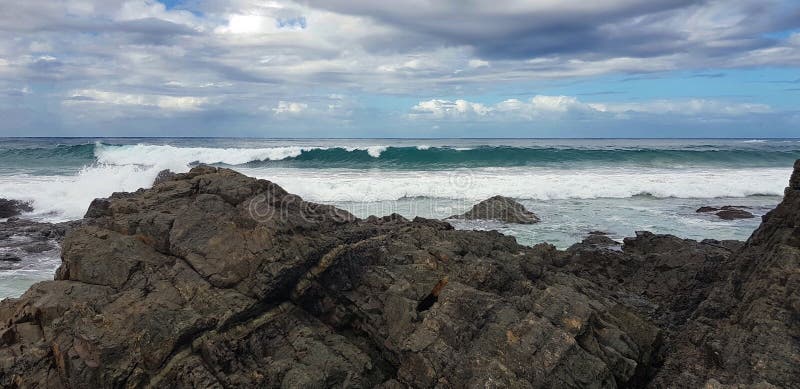 Australian Coastline Breaking Waves Near Shore Stock Photo - Image of ...