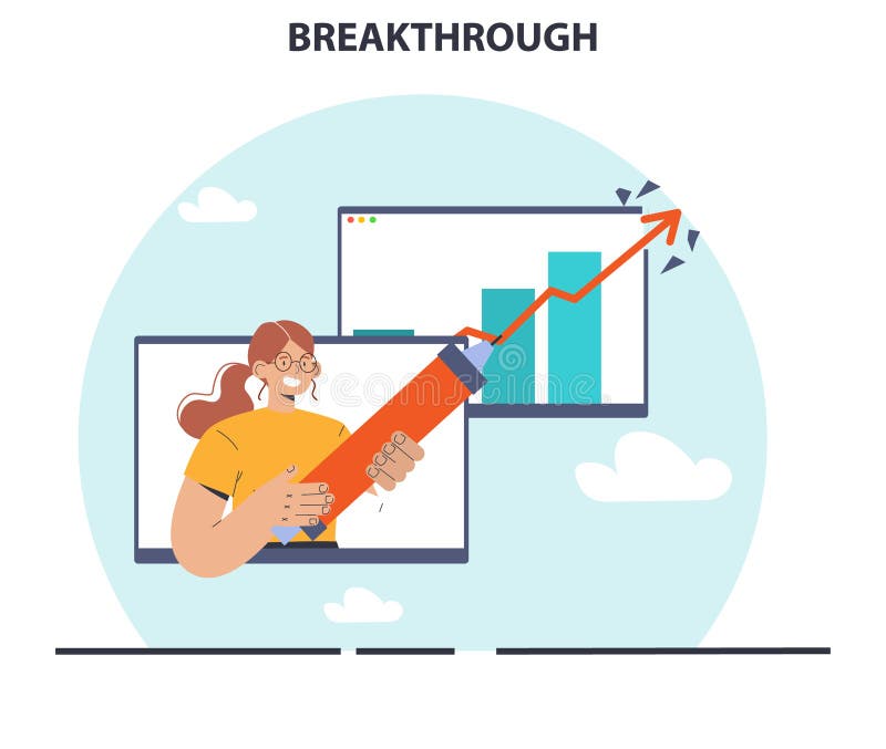 Breakthrough Concept Set. Courage and Motivation To Break the Obstacle ...