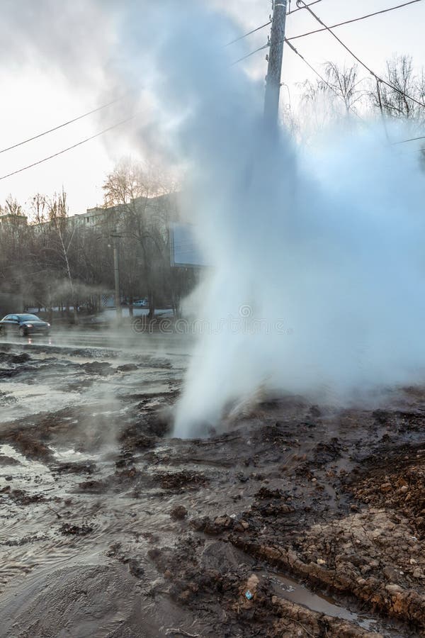 Breakthrough of a Heating Main with Hot Water in Underground ...