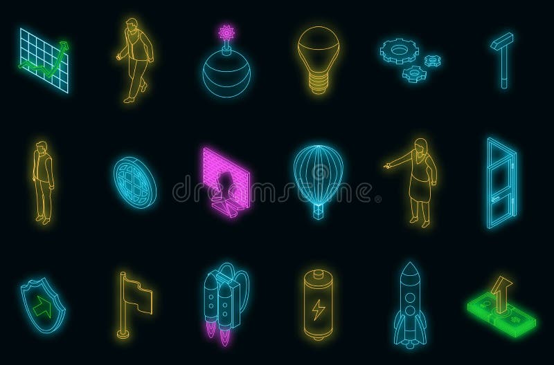 Breakthrough Icons Set Vector Neon Stock Vector - Illustration of ...
