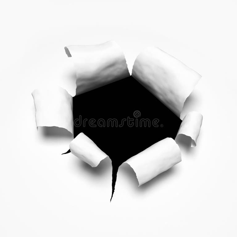 Breakthrough paper hole stock illustration. Illustration of exploding ...