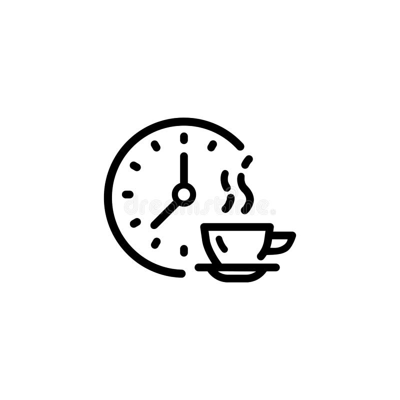 Breaktime Icon. Cup of Coffee with Clock. Vector on Isolated White ...
