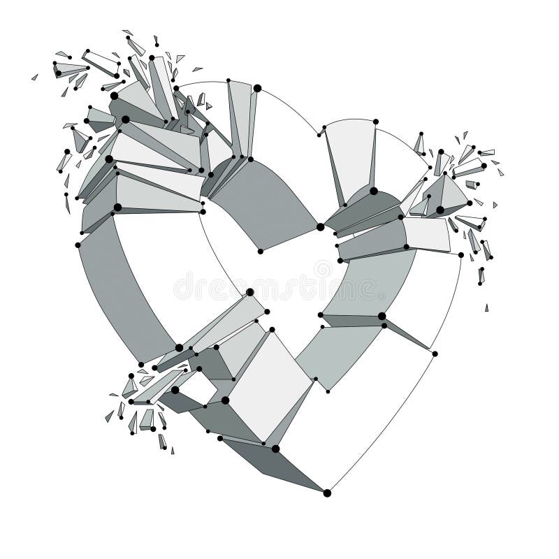 Breakup Concept of Broken Heart, 3D Realistic Vector Illustration of ...