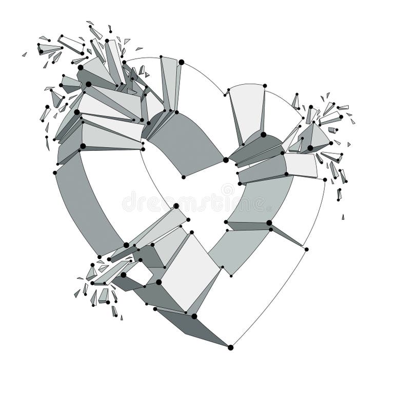 Breakup Concept of Broken Heart, 3D Realistic Vector Illustration of ...