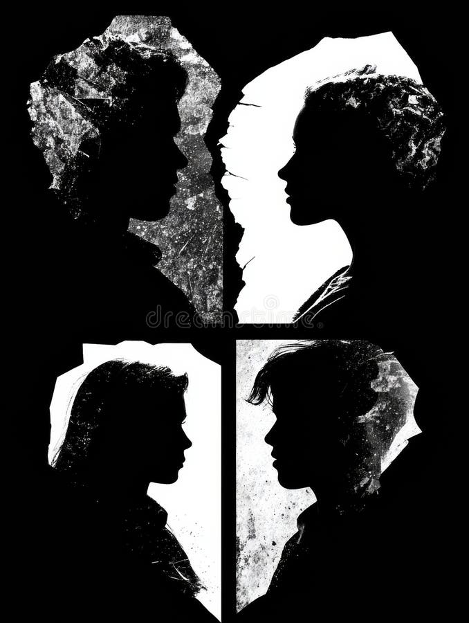 Breakup Moment Visualized with Broken Heart Silhouettes Conveying ...