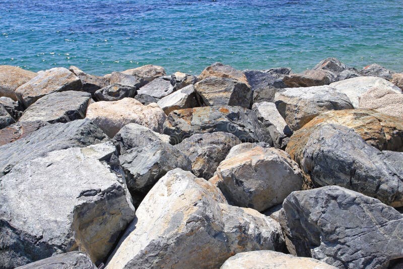 Breakwall stock photo. Image of nice, flood, blocks - 128449802