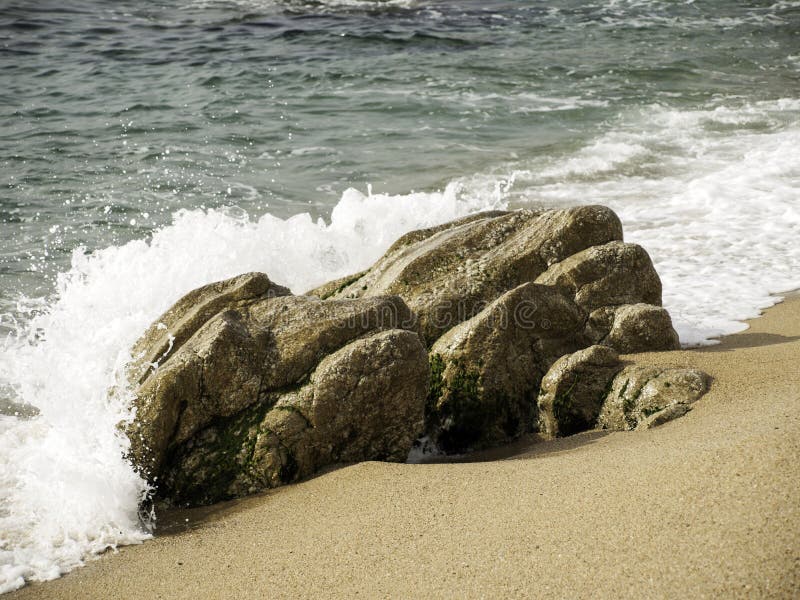 Breakwater on the beach stock photo. Image of pier, coastline - 93620832