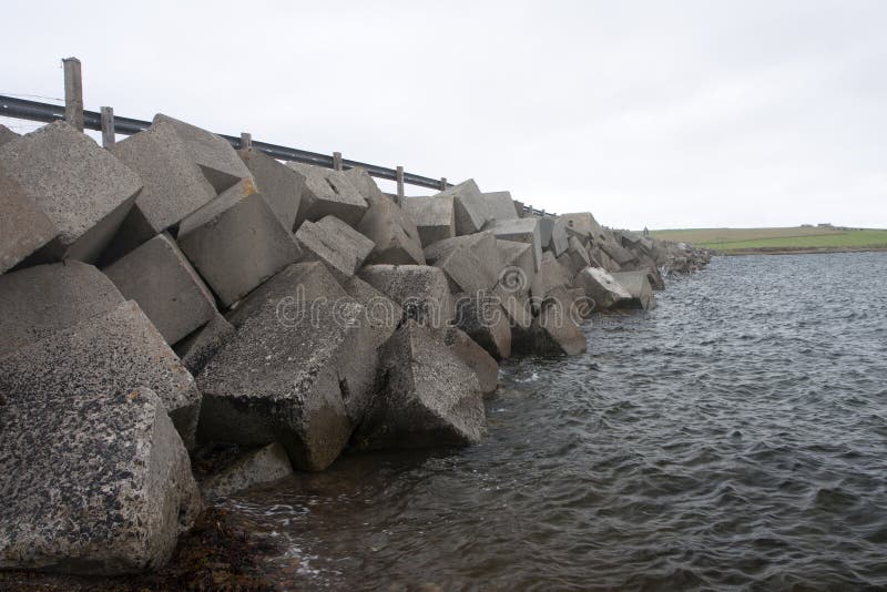 Breakwater Blocks at Churchill Barriers, Orkneys Stock Photo - Image of ...