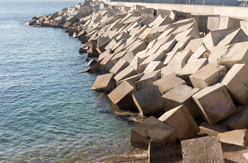 Breakwater cement blocks stock photo. Image of breakwater - 48583360