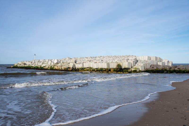 Breakwater Made of Large Square Concrete Blocks Stock Image - Image of ...