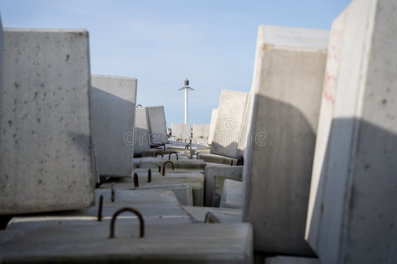 Breakwater Made of Large Square Concrete Blocks Stock Photo - Image of ...