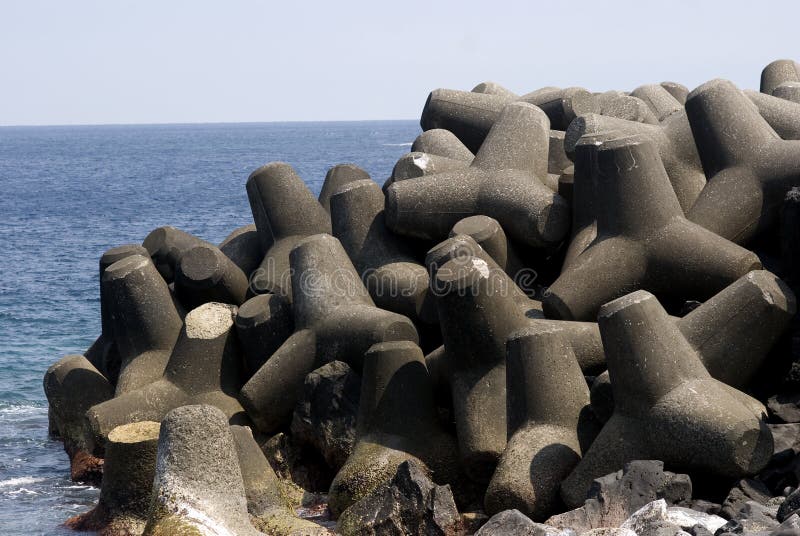 Breakwater, Miyake Island, Japan Stock Photo - Image of hard, island ...