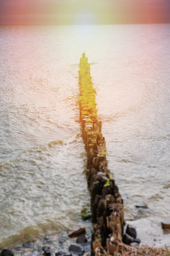 The Breakwater in the Ocean. Stock Image - Image of forward, movement ...