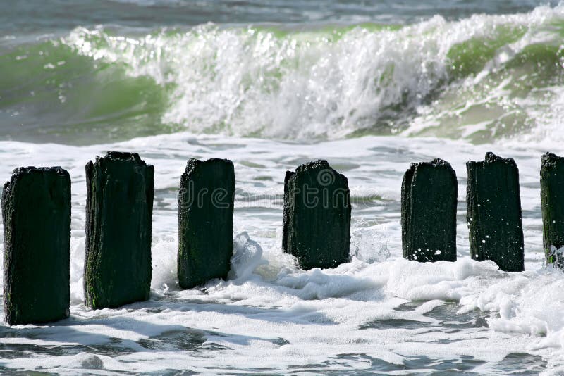 Breakwater and wavy ocean. stock photo. Image of coastal - 11074870