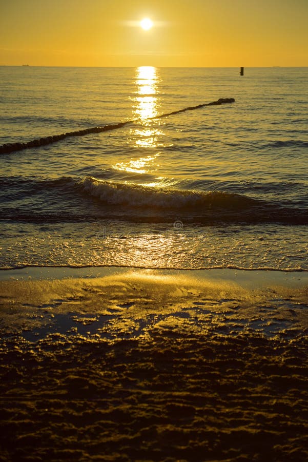 Breakwaters in the Baltic Sea Over the Sunset Stock Image - Image of ...
