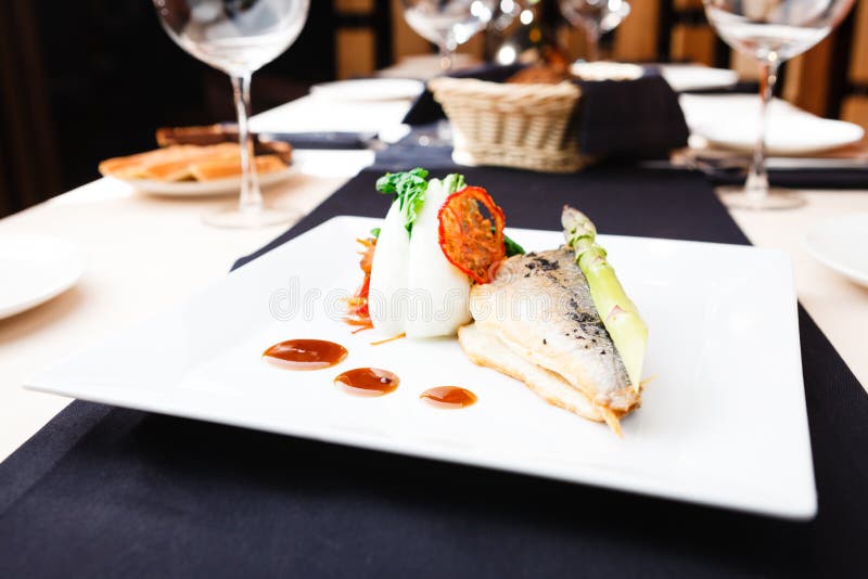 Bream fish with vegetables stock image. Image of lunch - 102011677