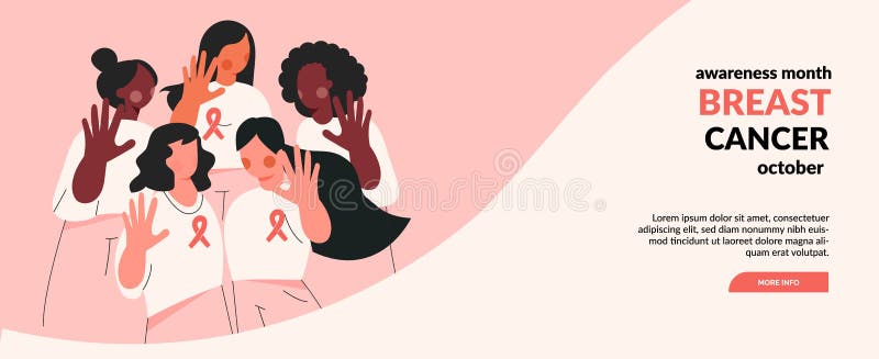 Breast Cancer Awareness Banner Illustration Faceless Woman With Pink