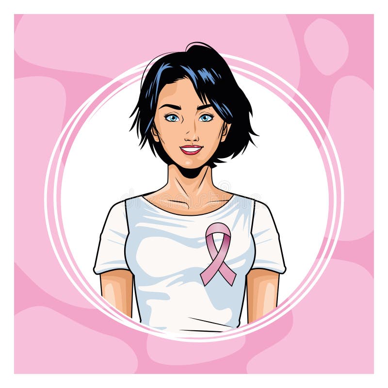 Breast Cancer Awareness Month With Woman And Pink Ribbon Stock Vector