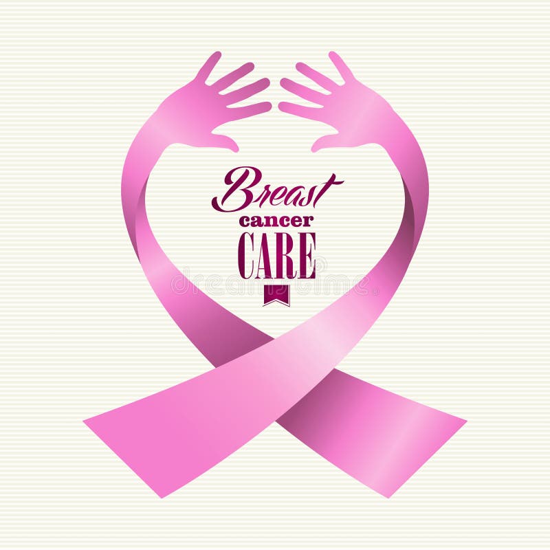 Breast Cancer Awareness Ribbon Text Human Hands Co Stock Vector ...